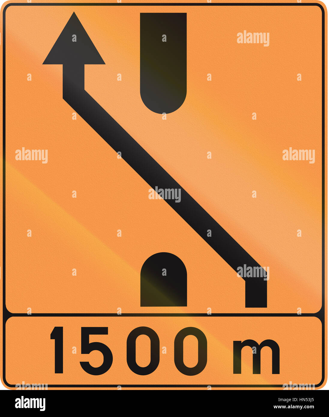 Temporary road sign used in Belgium - Lane configuration Stock Photo ...