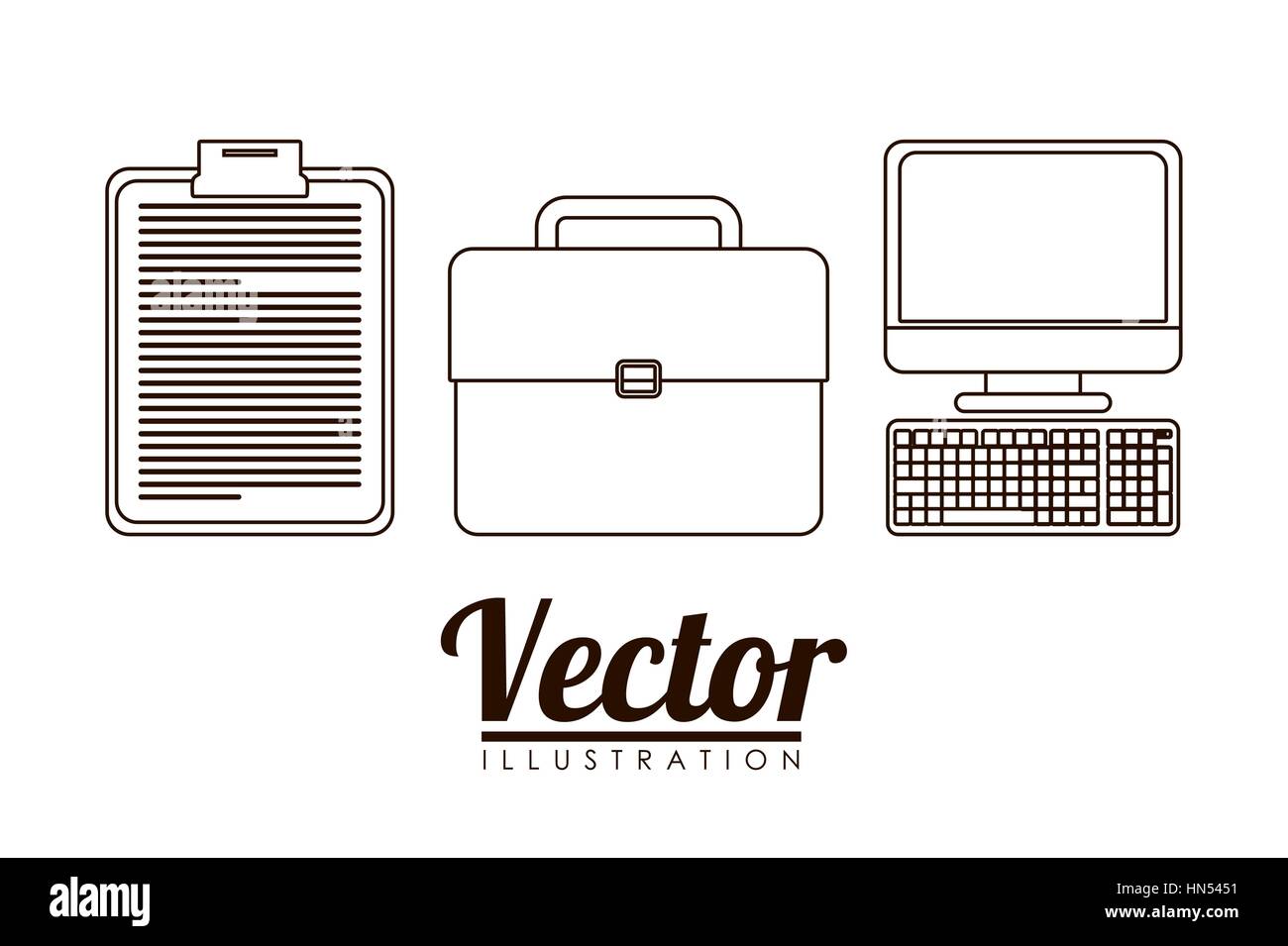 clipboard suitcase computer business related icons image vector ...