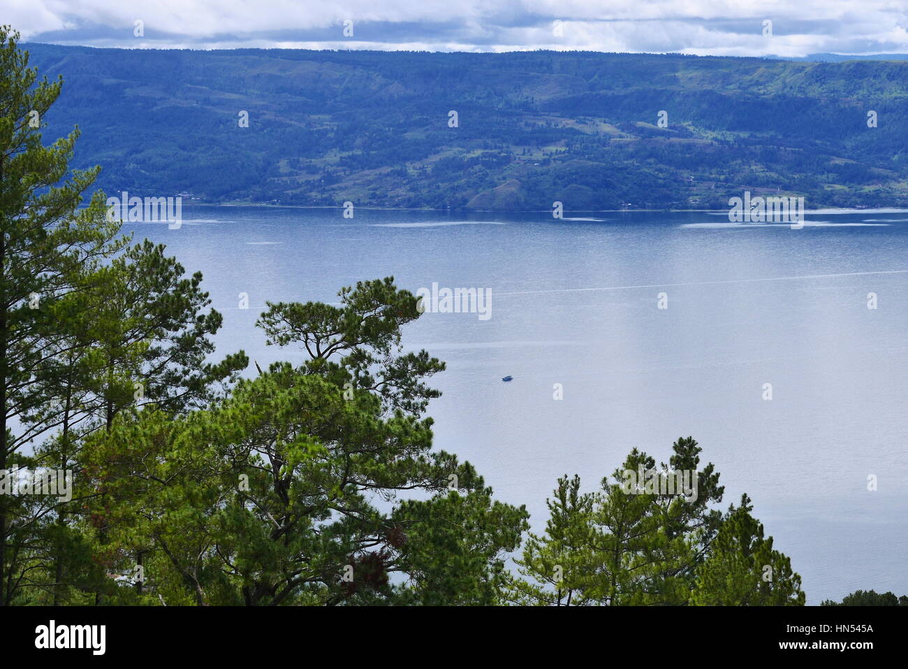 View of toba lake from Parapat, North Sumatra, Indonesia. Parapat is ...