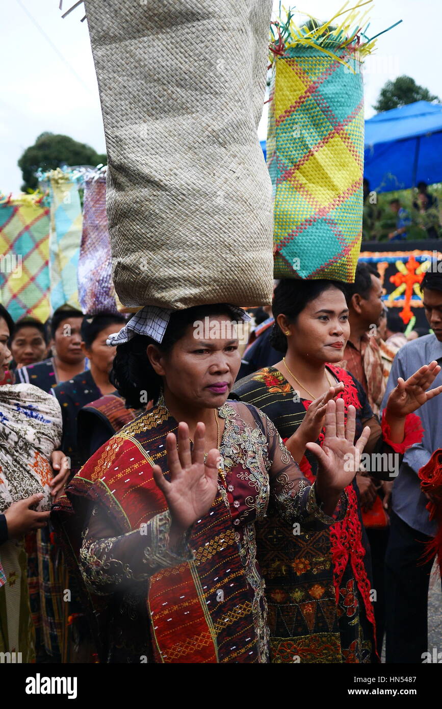 Bataknese traditional funeral, Lake Toba, North Sumatra, Indonesia ...