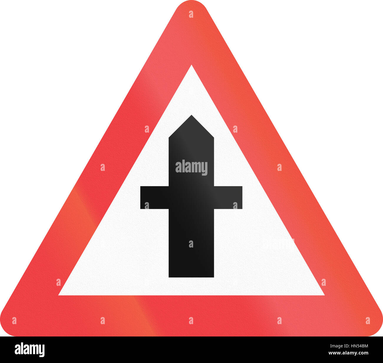 Warning road sign used in Denmark - Crossroads with priority Stock ...
