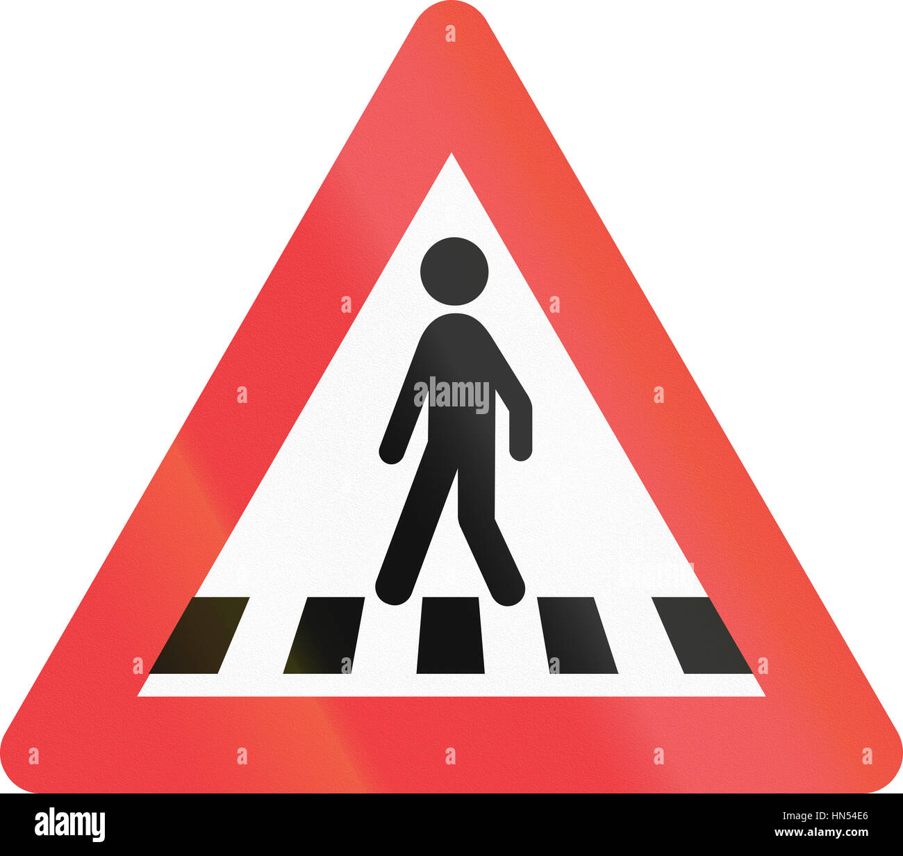 Warning road sign used in Denmark - Pedestrian crossing Stock Photo - Alamy