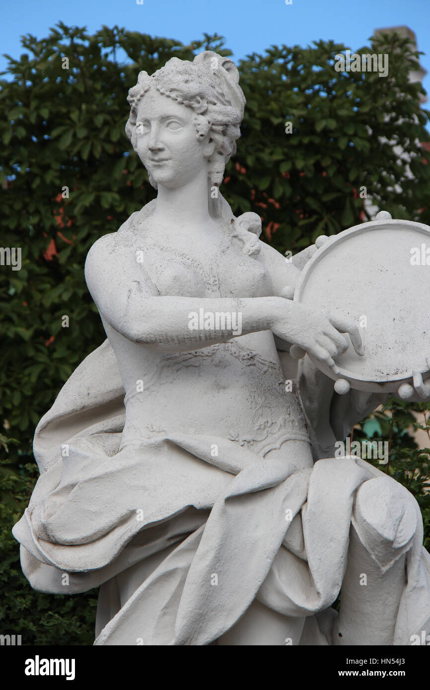 Statue of the muse Erato in the gardens of the Belvedere in Vienna ...