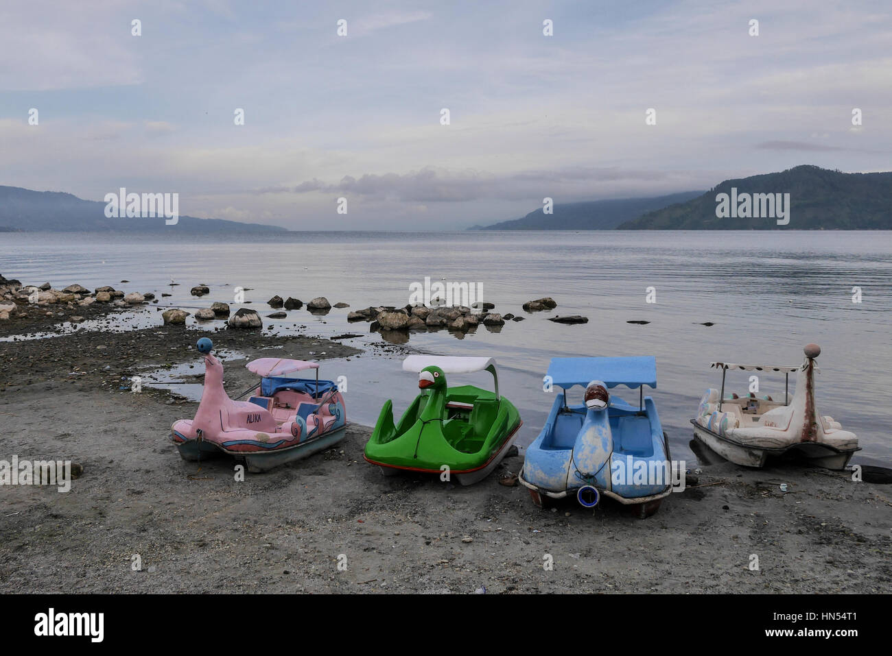 View of toba lake from Parapat, North Sumatra, Indonesia. Parapat is ...