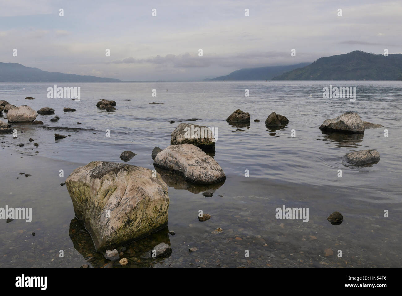 View of toba lake from Parapat, North Sumatra, Indonesia. Parapat is ...