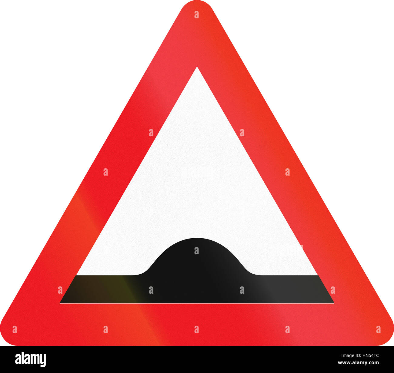 Warning road sign used in Denmark - Speed bump Stock Photo - Alamy