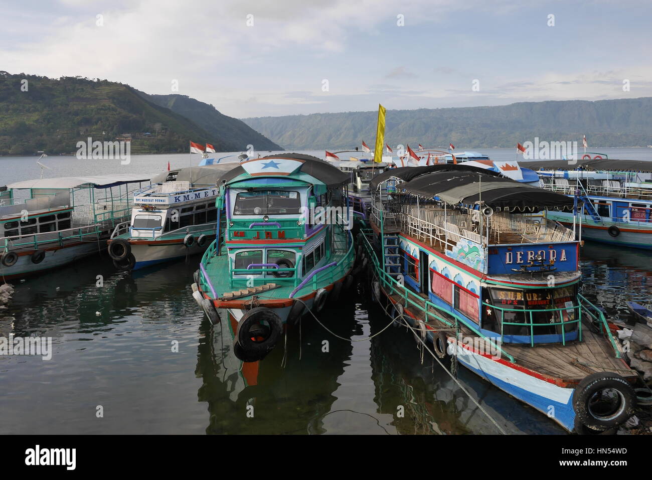 View of toba lake from Parapat, North Sumatra, Indonesia. Parapat is ...