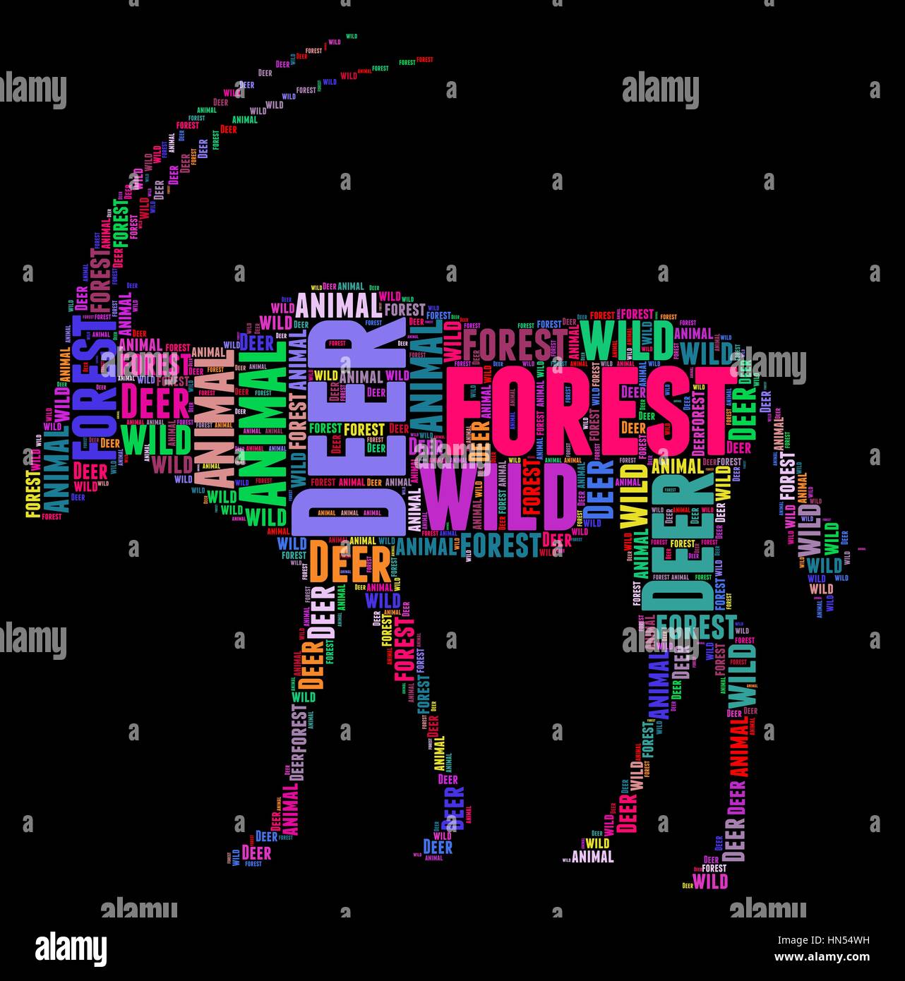 Deer Typography word cloud colorful Vector illustration Stock Photo - Alamy