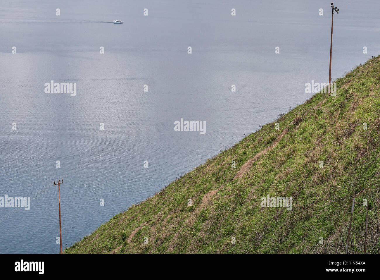View of toba lake from Parapat, North Sumatra, Indonesia. Parapat is ...