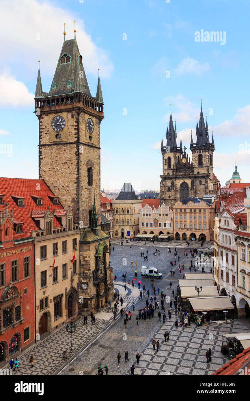 PRAGUE, CZECH REPUBLIC - JANUARY 17: Prague Old Town Square and ...