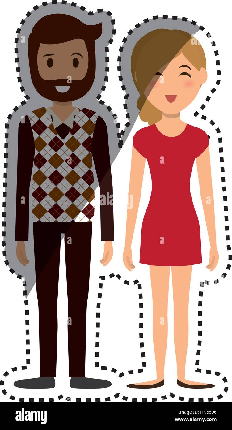 Cute couple cartoon icon vector illustration graphic design Stock ...
