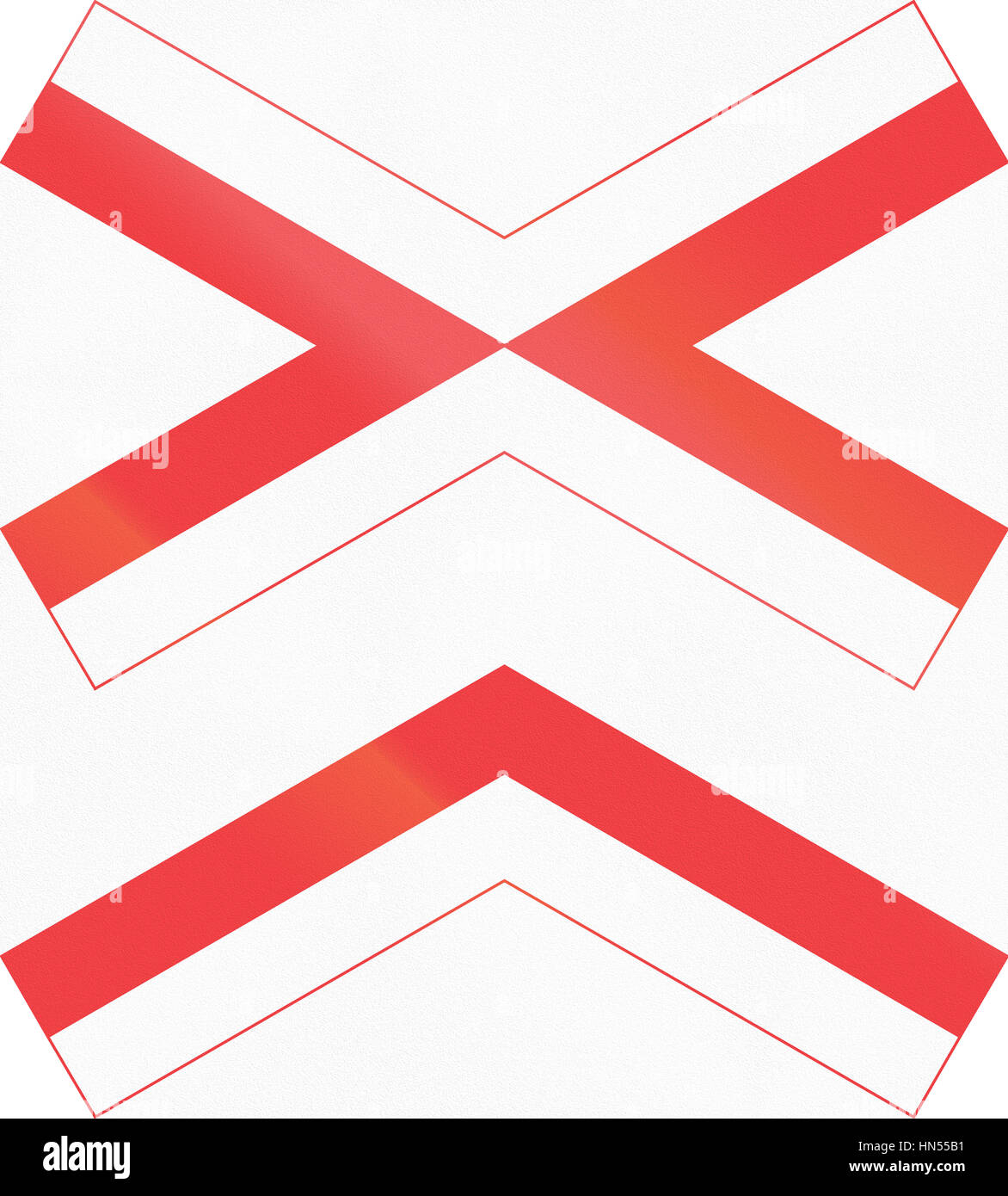 Danish warning road sign - Level crossing with multiple tracks Stock ...