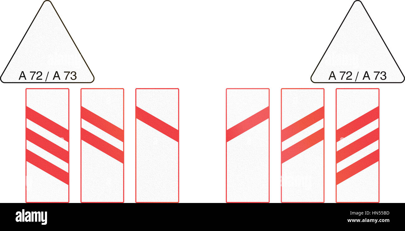 Warning road signs used in Denmark at a level crossing Stock Photo - Alamy