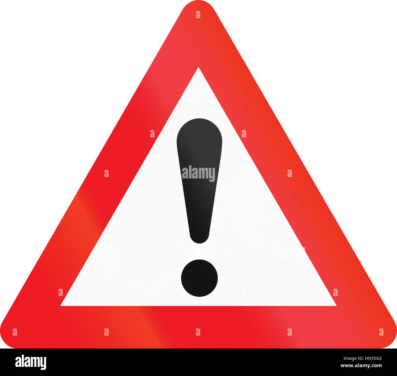 Warning road sign used in Denmark - other dangers Stock Photo - Alamy