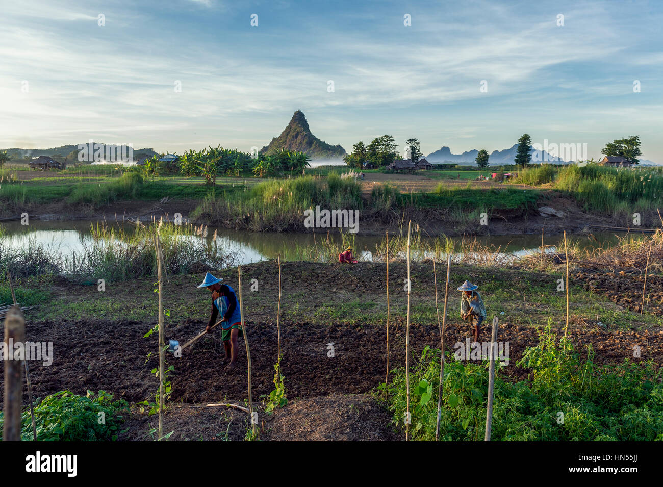 Myanmar (formerly Burma). Kayin State (Karen State). Hpa An. Peasant ...