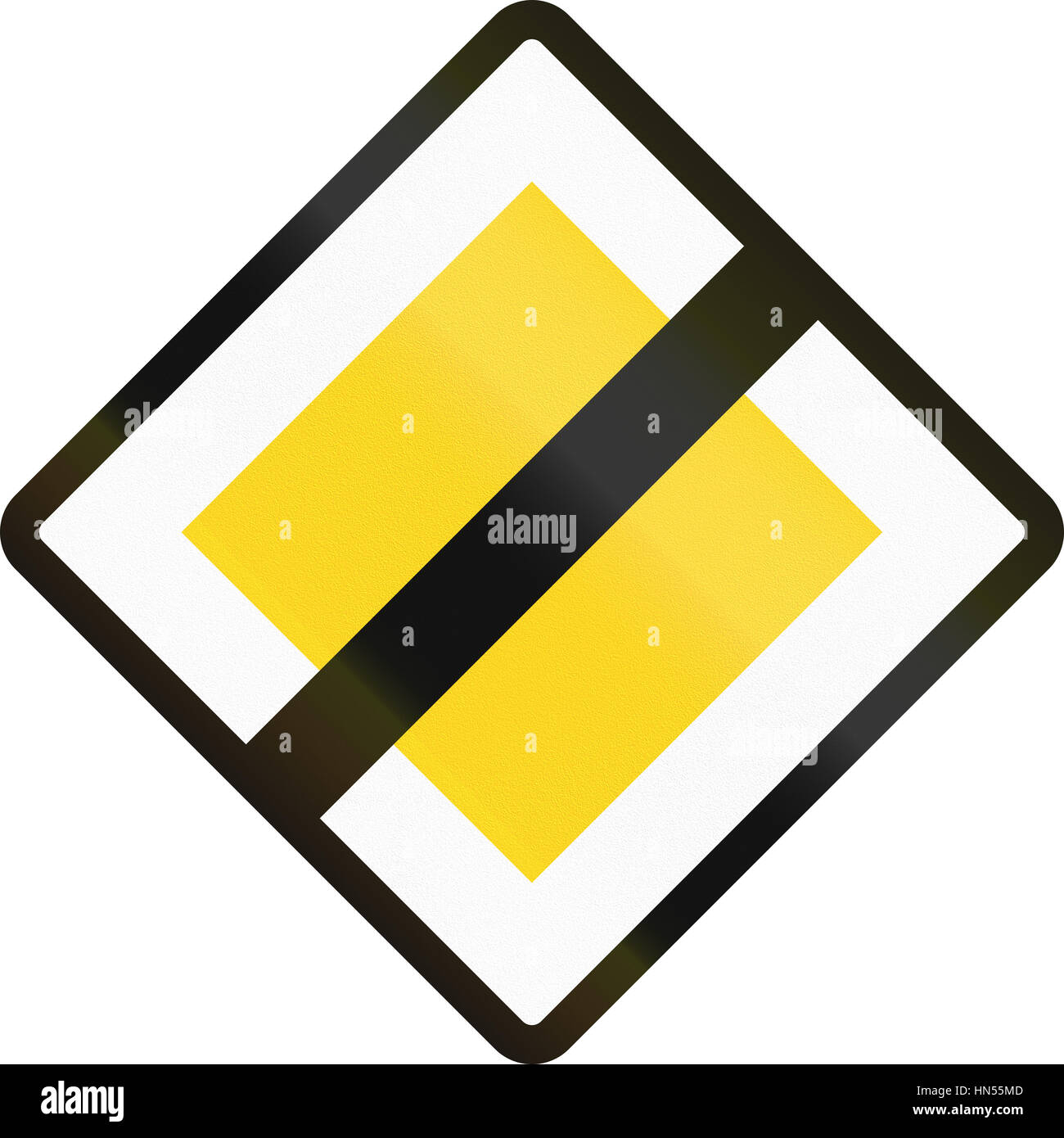 Road sign used in Denmark - End of priority road Stock Photo - Alamy
