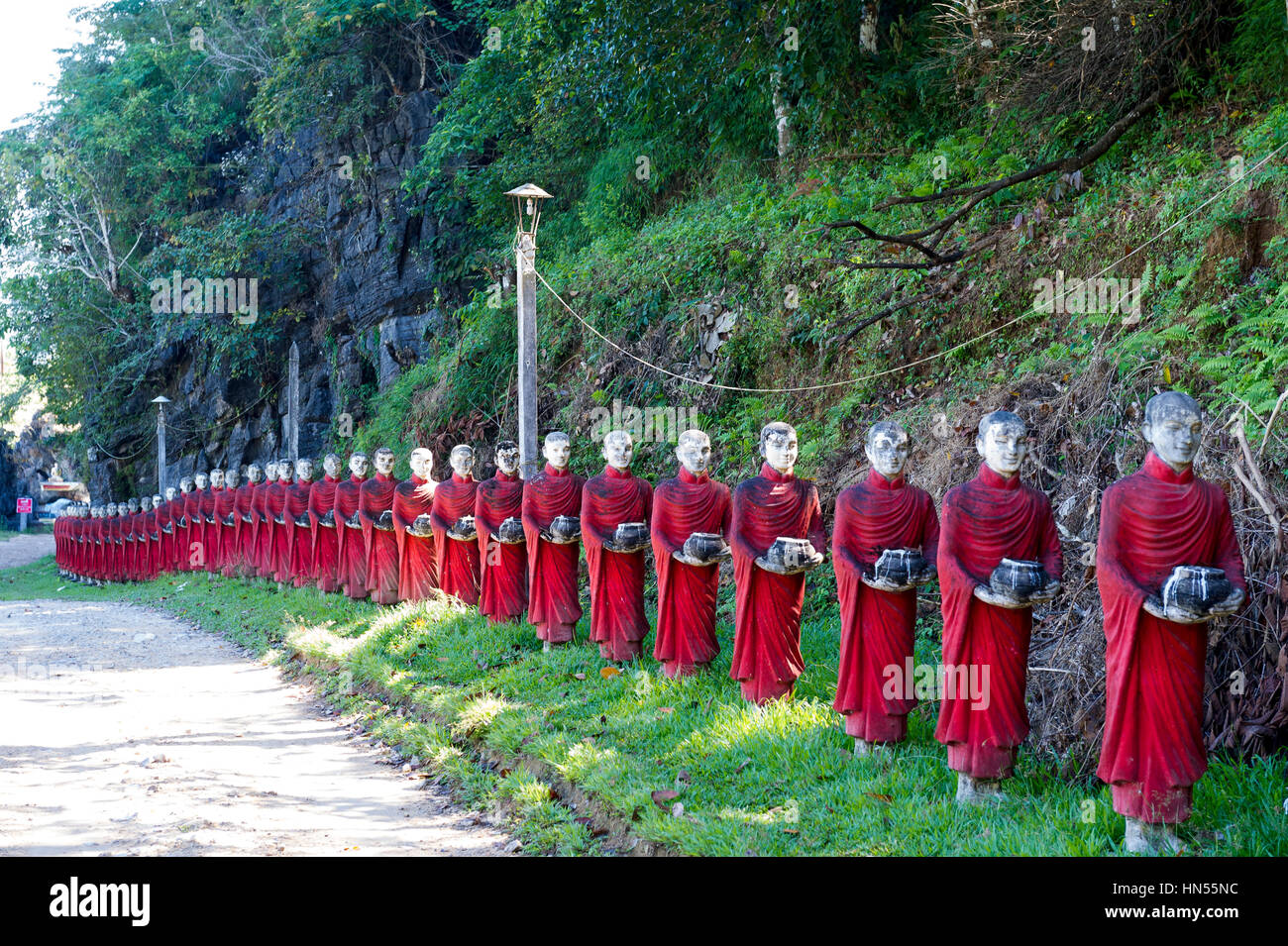 Myanmar (formerly Burma). Kayin State (Karen State). Hpa-An. Row of a ...