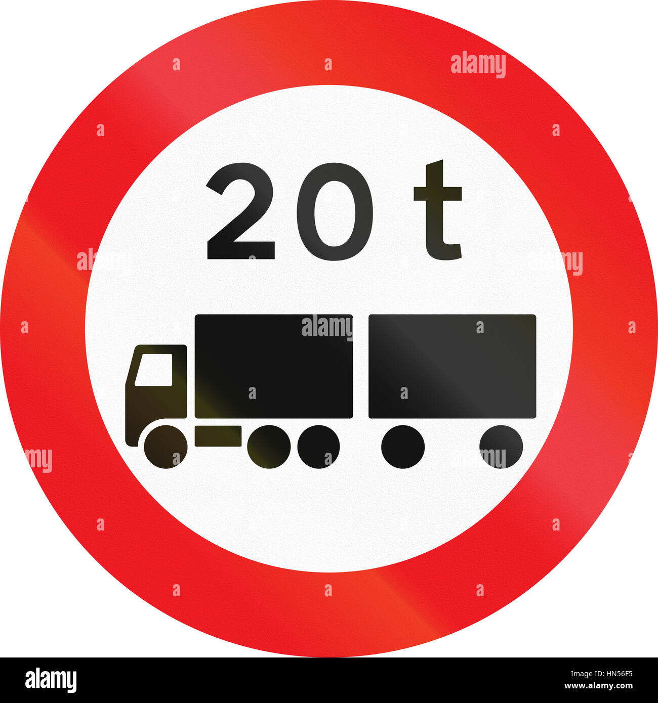 Road sign used in Denmark - No vehicles or combination of vehicles ...