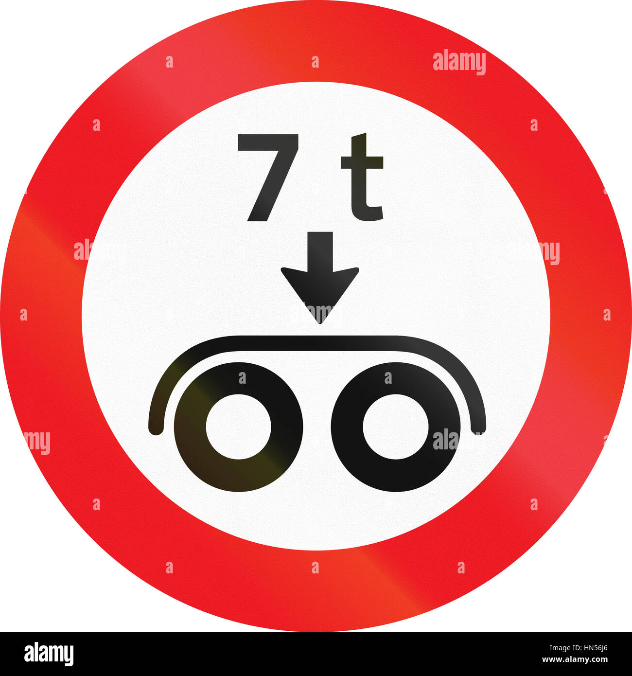 Road sign used in Denmark - No vehicles having a weight exceeding 7 ...
