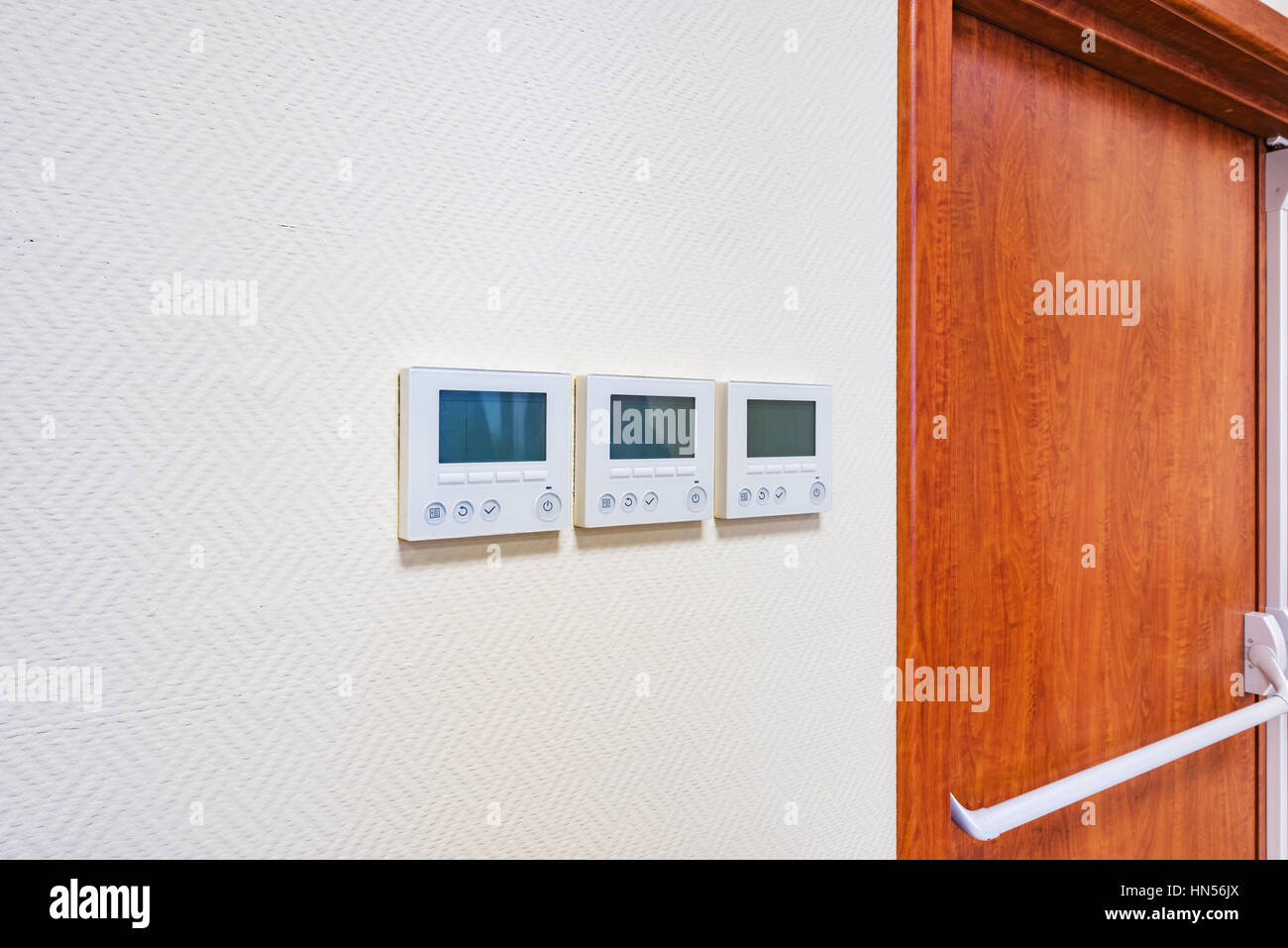 Wall display of the air temperature inside the apartment room Stock ...