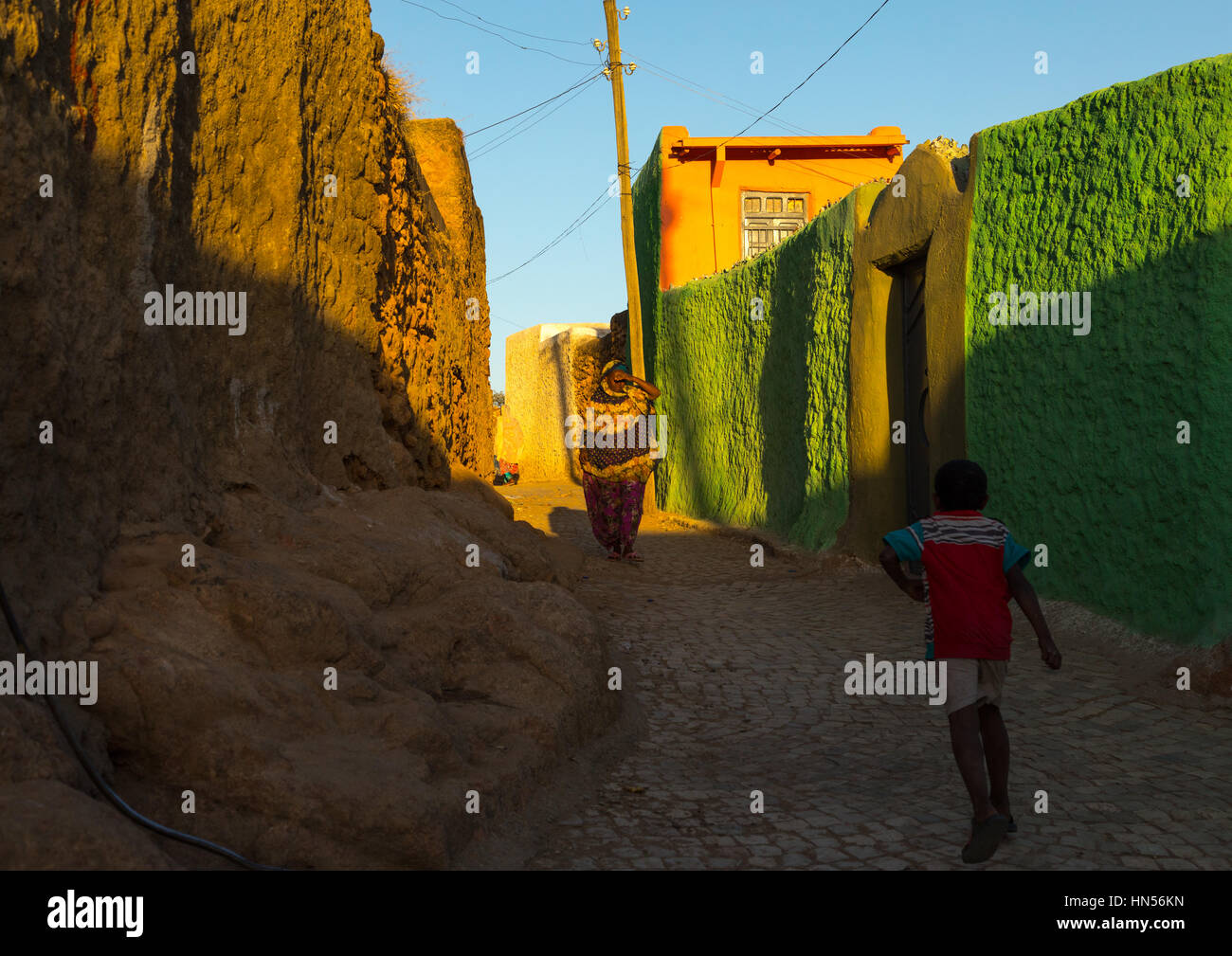 Woman in the colorful streets of Jugol old town, Harari Region, Harar ...