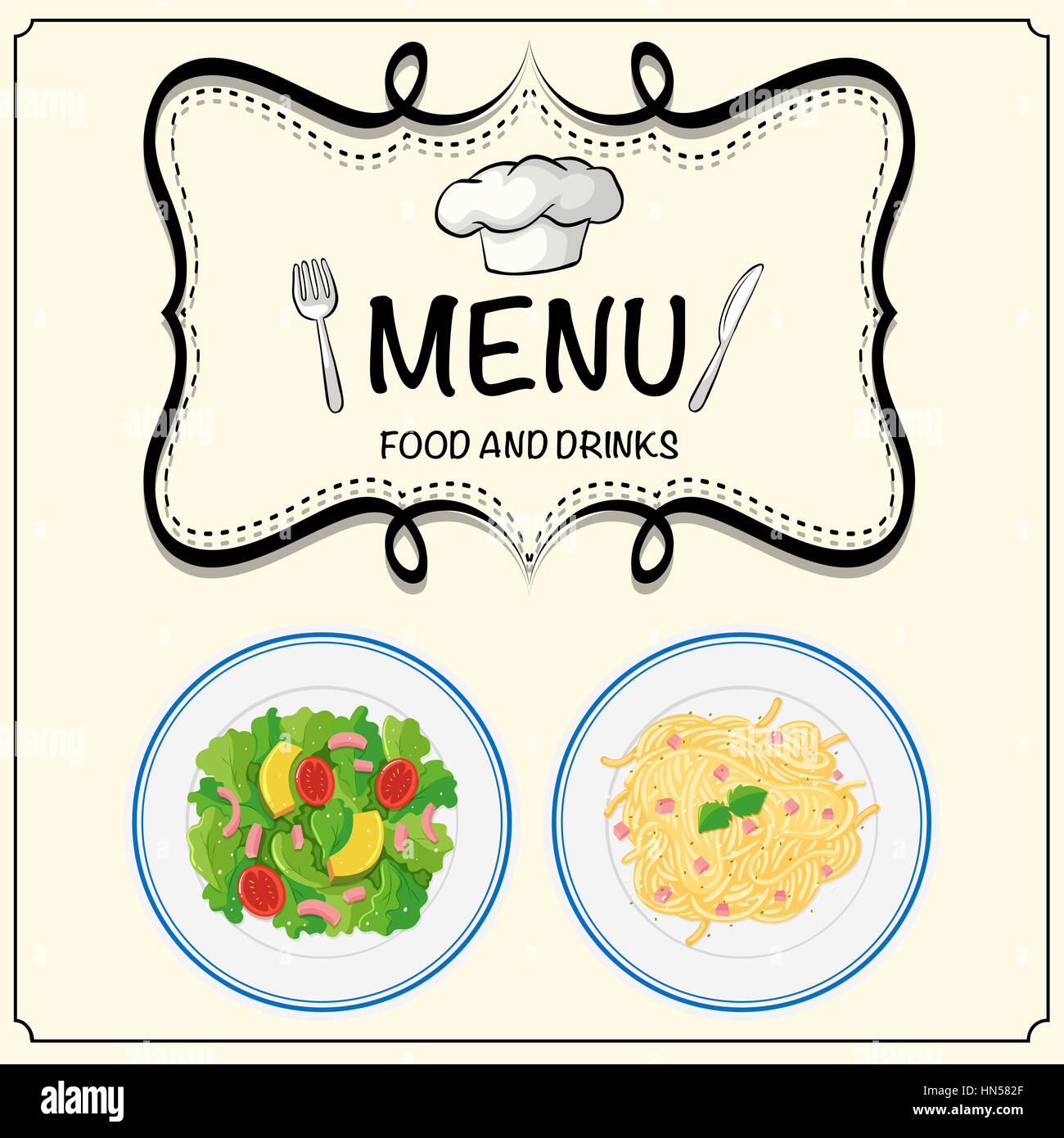 Set menu salad pasta hi-res stock photography and images - Alamy