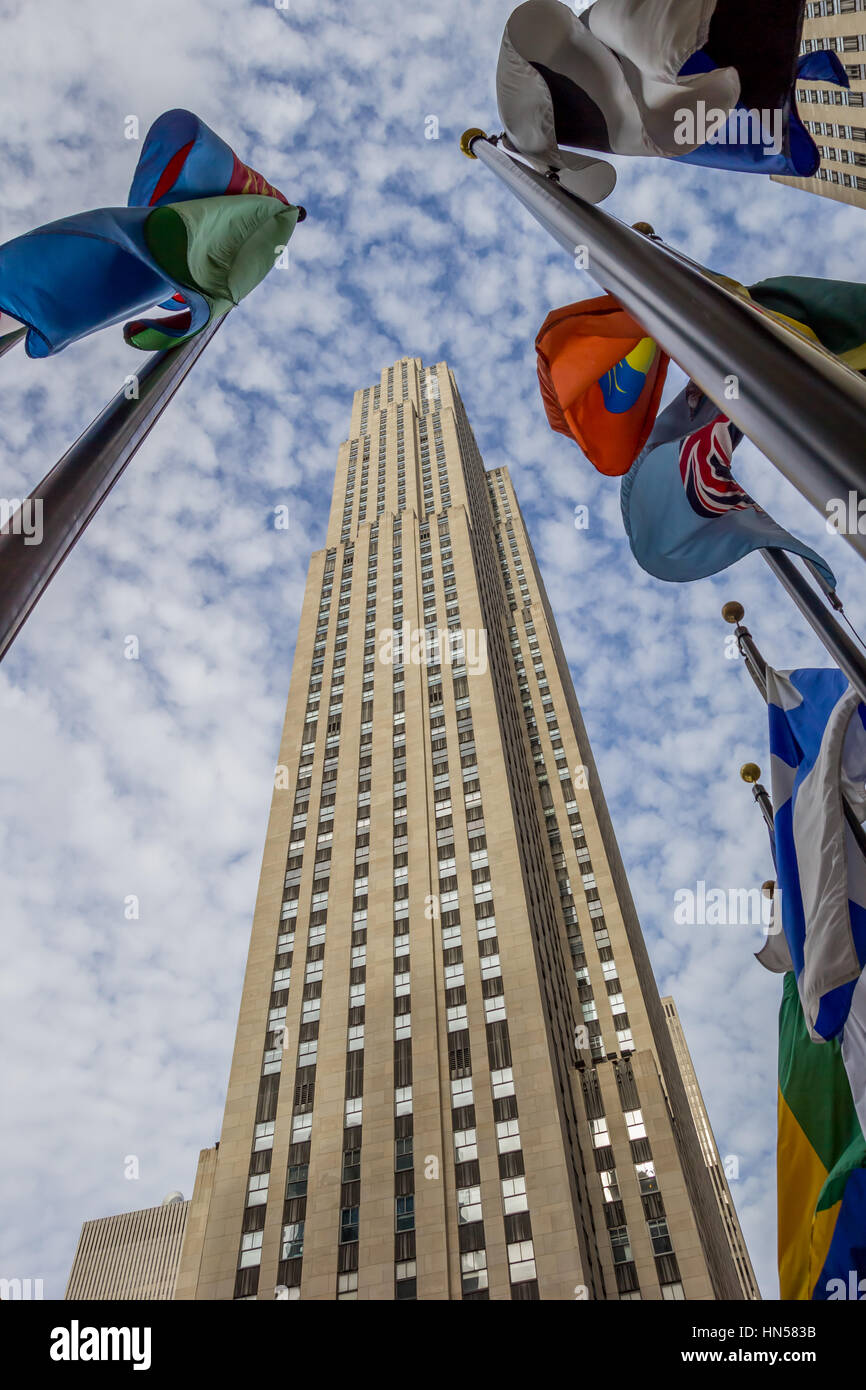 National flags at Rockefeller center in New York City, USA Stock Photo - Alamy