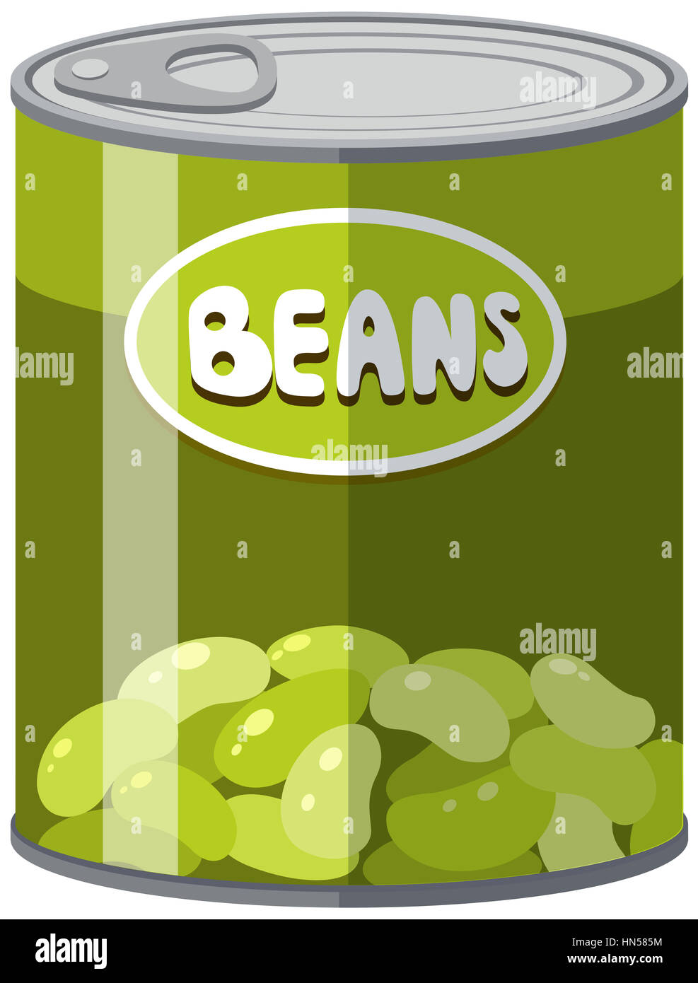 Green beans in aluminum can illustration Stock Photo - Alamy
