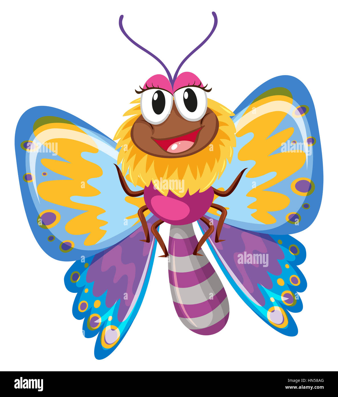 Cute butterfly with colorful wings illustration Stock Photo - Alamy