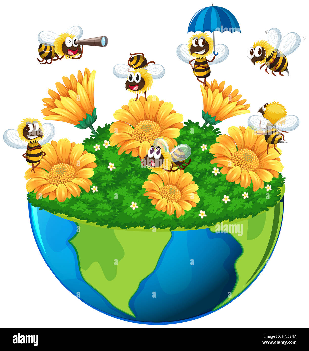Cute flower earth planet vector hi-res stock photography and images - Alamy