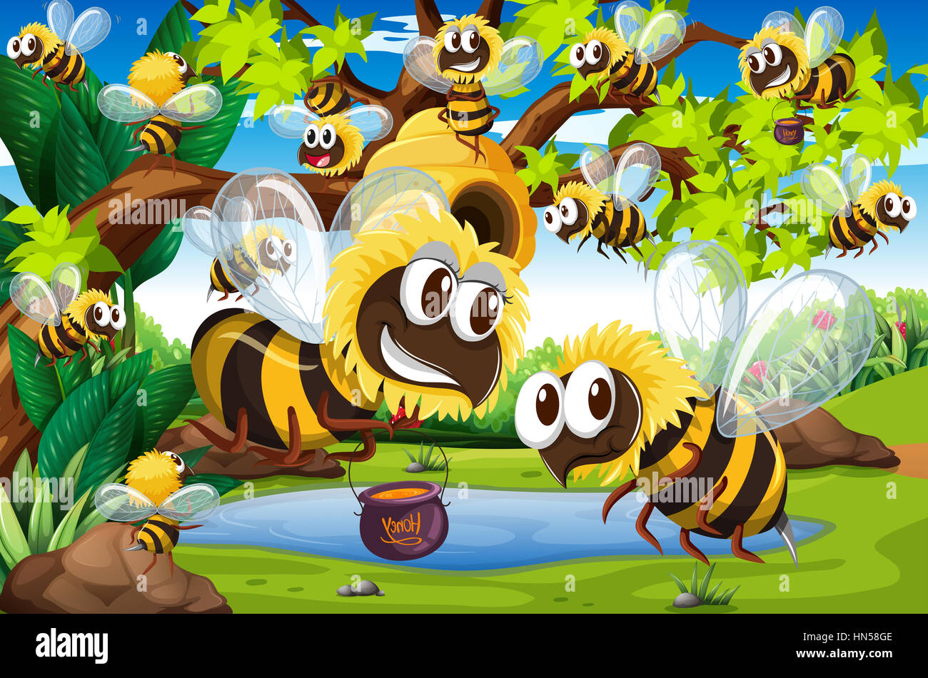 Animated Bees Flying