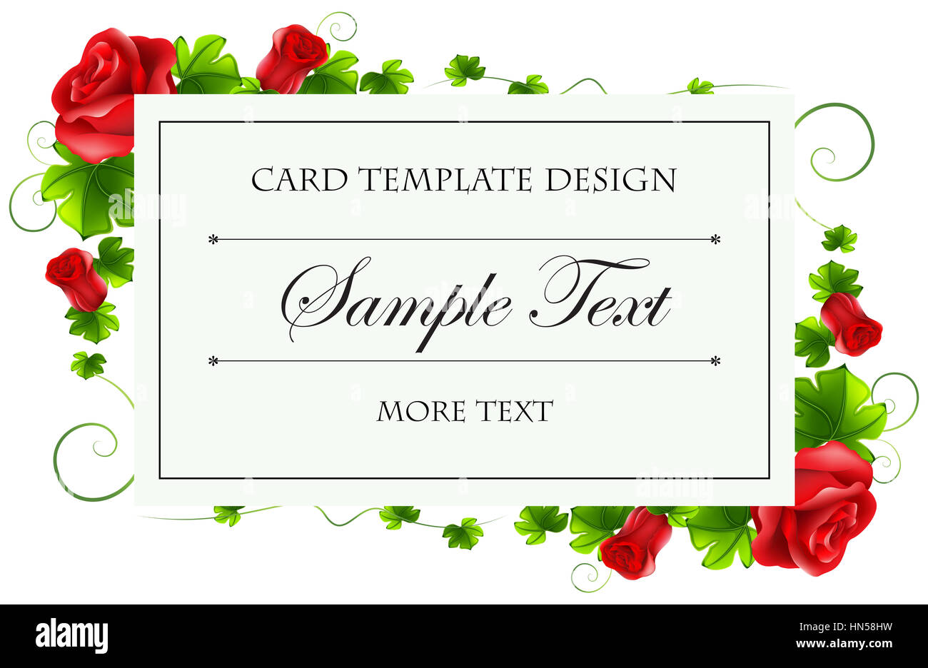 Card template with red rose illustration Stock Photo - Alamy
