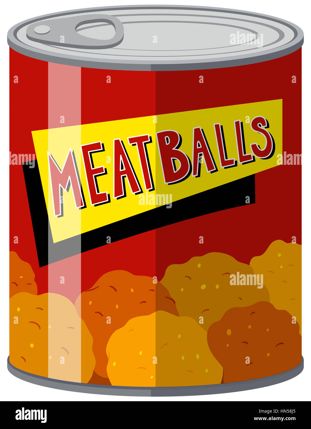 Meatballs in aluminum can illustration Stock Photo - Alamy
