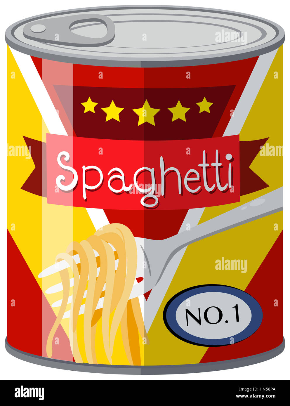 Spaghetti in aluminum can illustration Stock Photo - Alamy