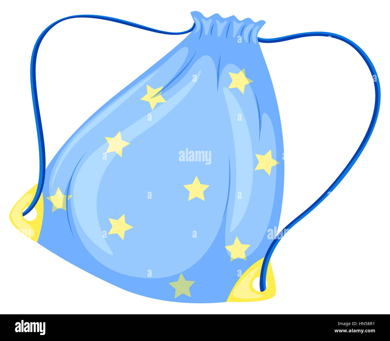 Blue bag with yellow stars illustration Stock Photo - Alamy