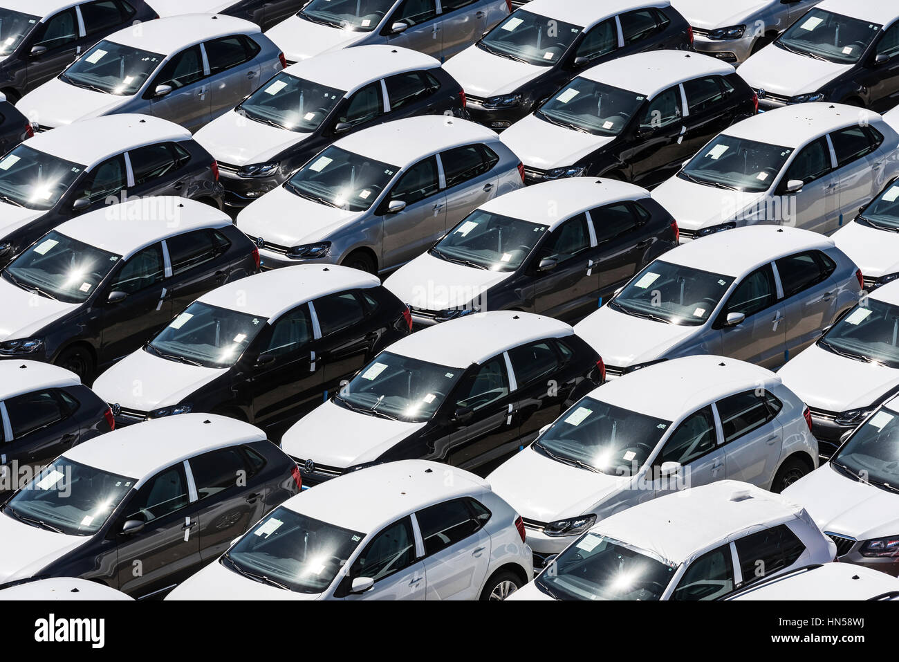 Barcelona, Spain - June 21, 2016: New cars of the Volkswagen brand ...