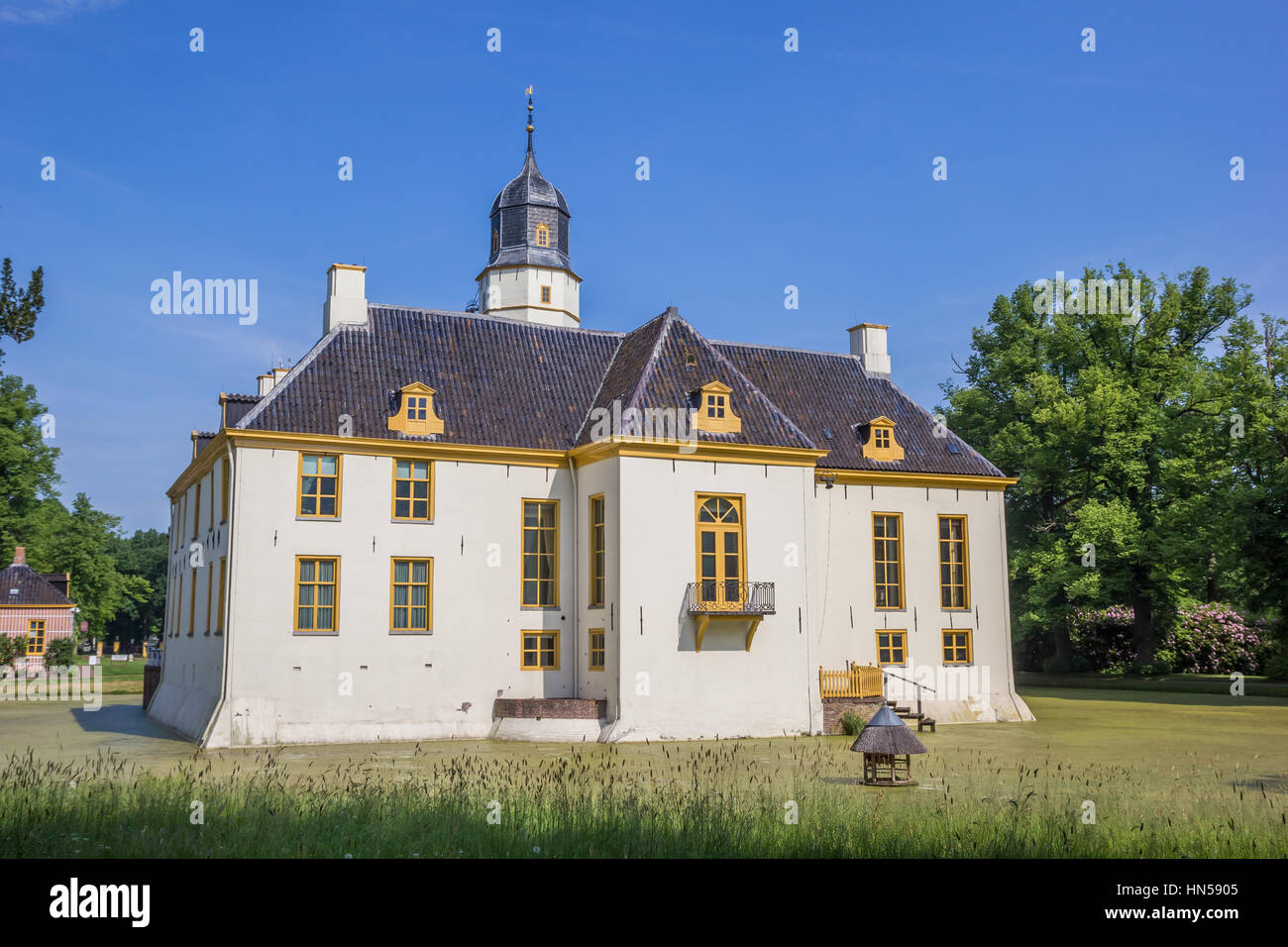 Back of the old dutch mansion Fraeylemaborg in Slochteren, Netherlands ...
