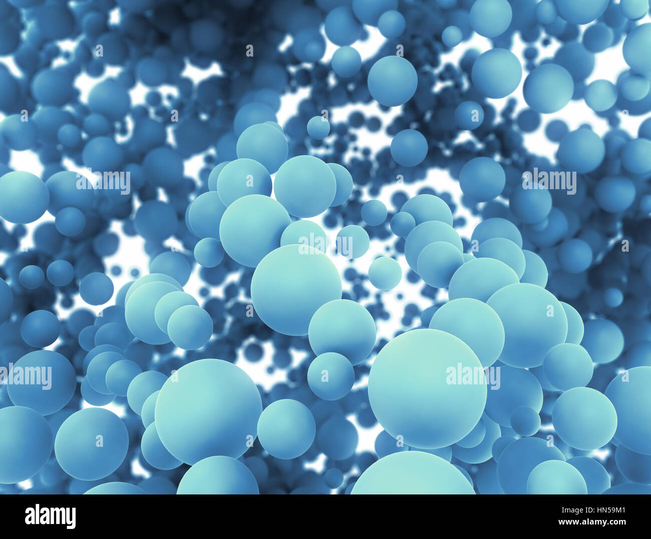 Blue cells science background.3d Spheres Stock Photo - Alamy