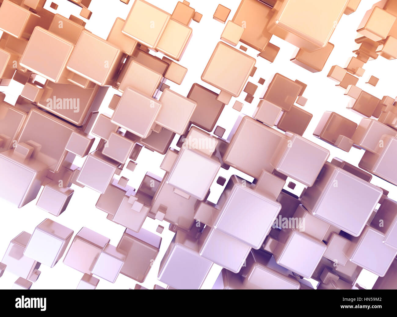 3d abstract orange cubes isolated on white background Stock Photo - Alamy