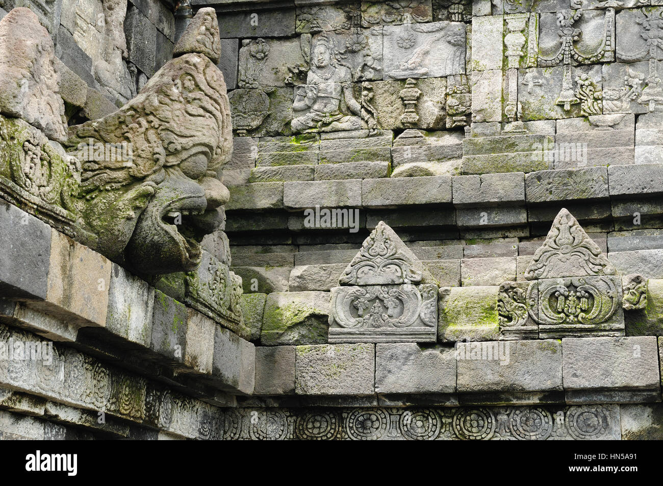 Indonesia, Java, Bass-relief in the Borobudur Buddhist temple Stock ...