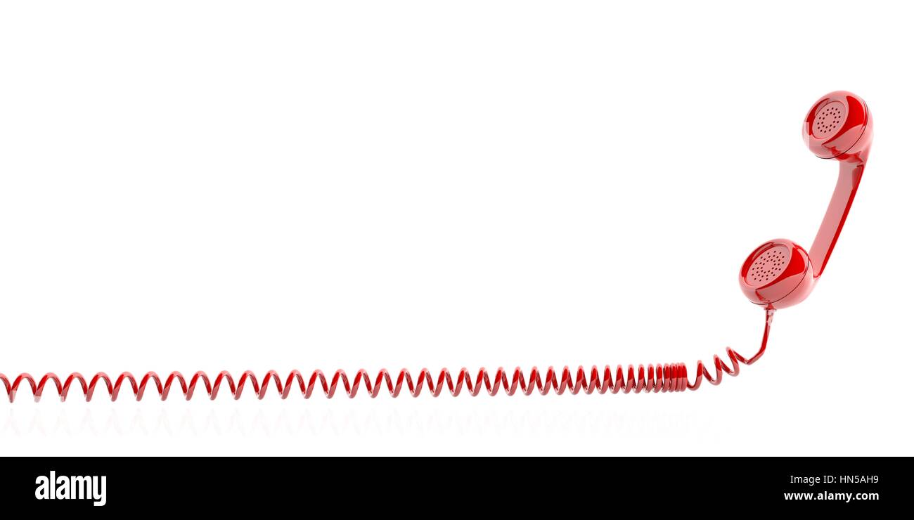 Red old phone receiver isolated on white background. 3d illustration ...