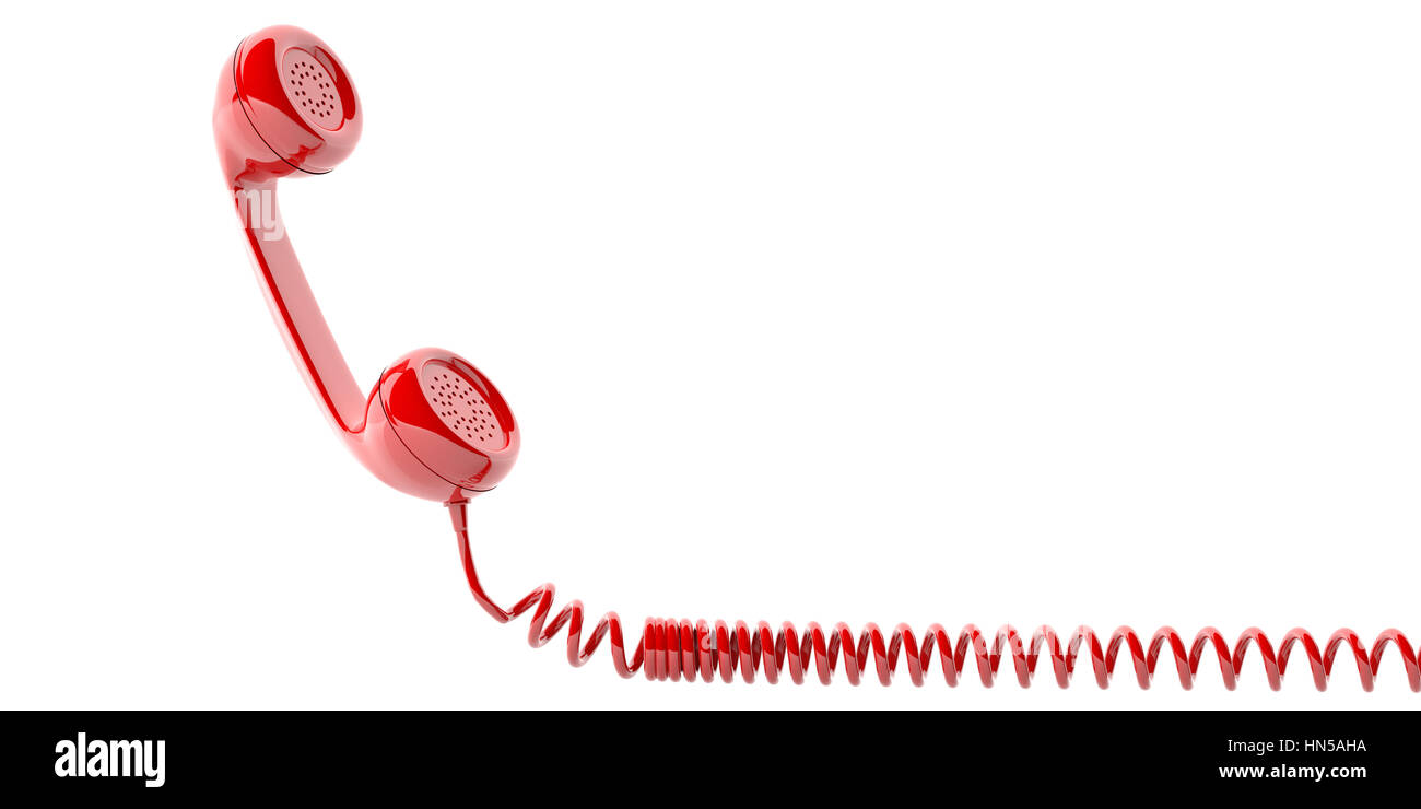 Red old phone receiver isolated on white background. 3d illustration ...