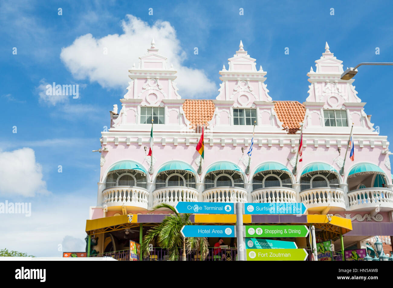 Aruba oranjestad dutch architecture colorful hi-res stock photography ...