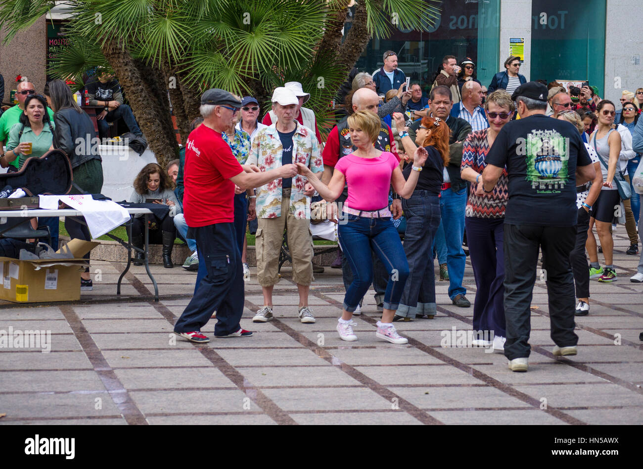 People in fifties style dancing at 2016 Rockabilly festival, Rockin ...