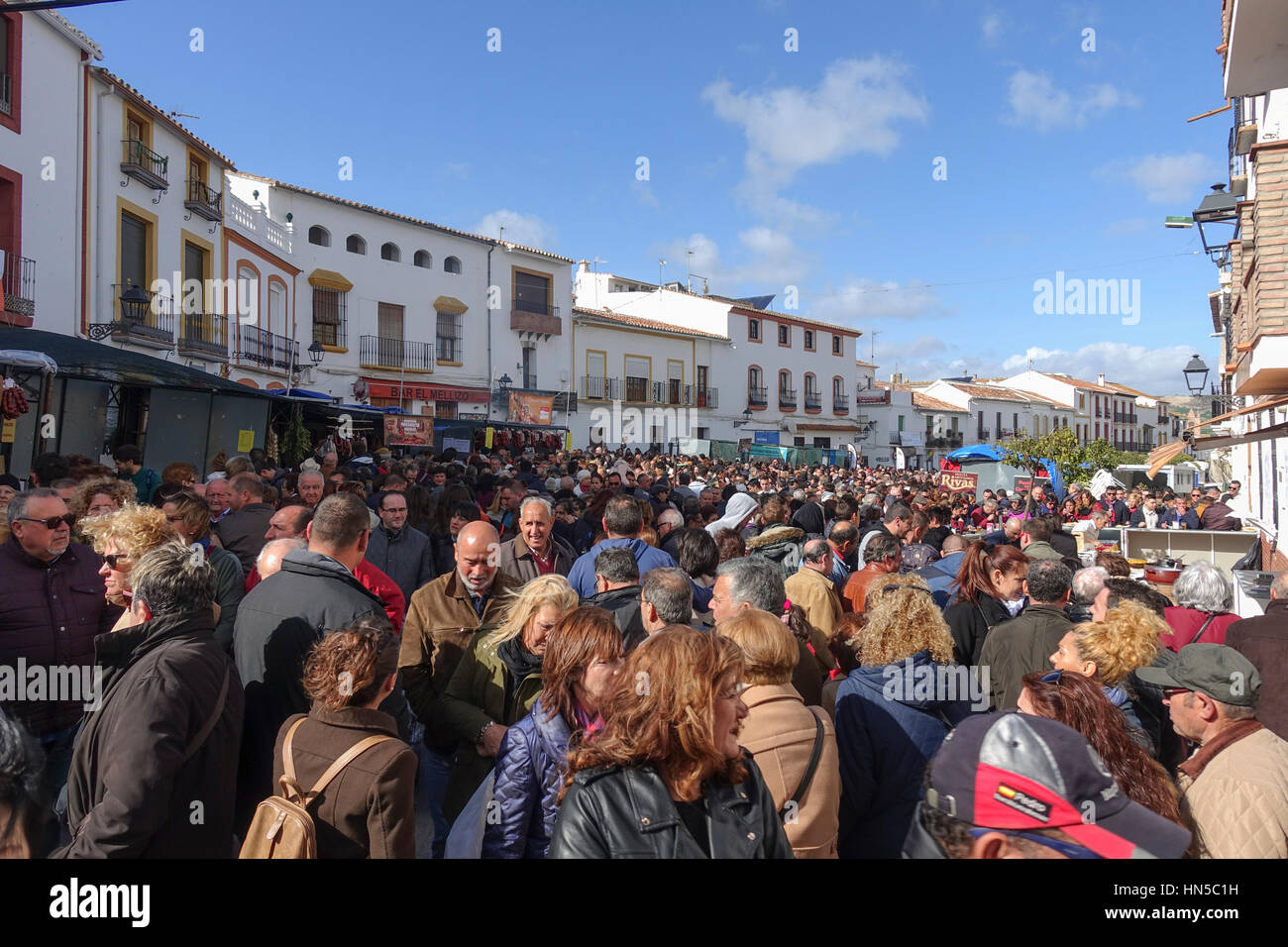 Crowd at Fiesta de matanza, Annual Celebrations in Ardales.Andalusia ...