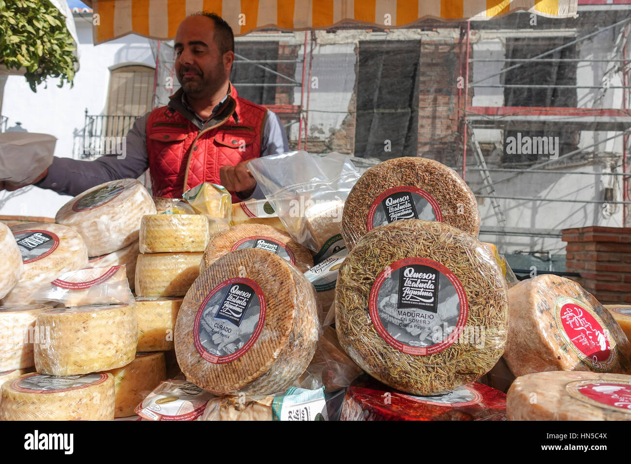 Spanish goat cheese cheeses on display at Fiesta de matanza, Annual ...