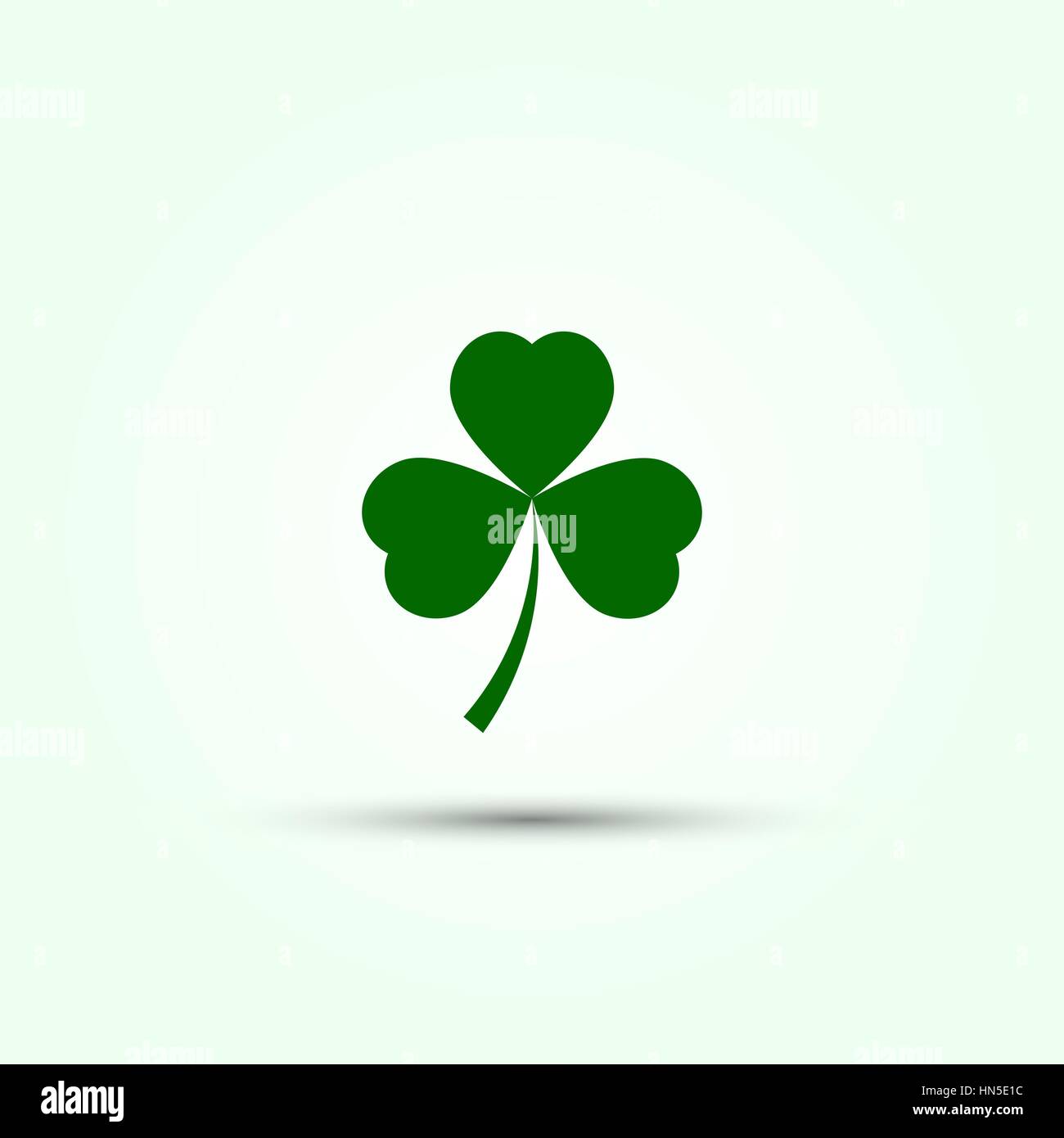 Vector shamrock icon. Green shamrock illustration with shadow. Isolated ...