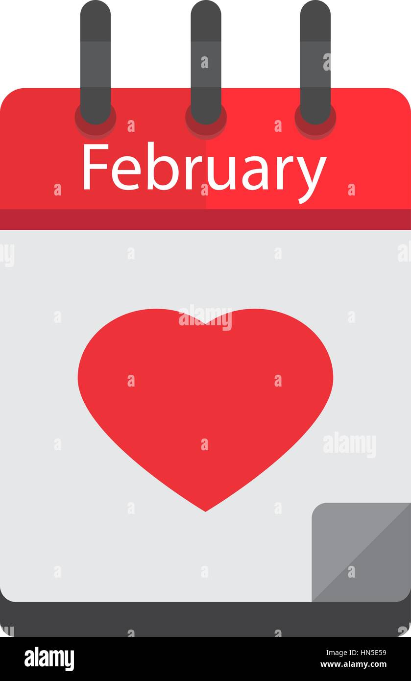 February 14. Calendar icon.Valentines day.Love.Vector illustrationflat ...