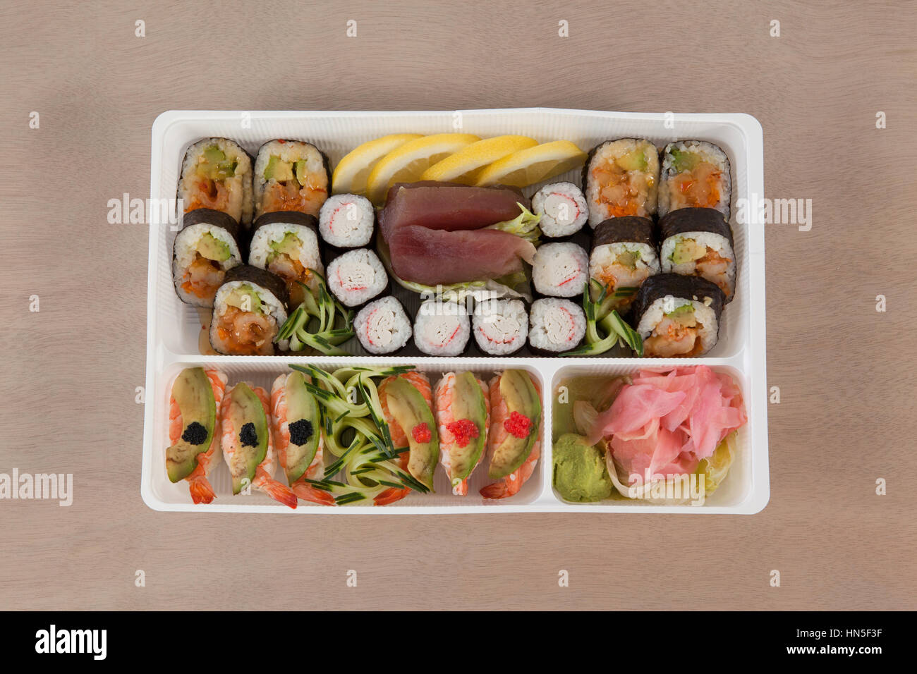 Variety of sushi in box hi-res stock photography and images - Alamy