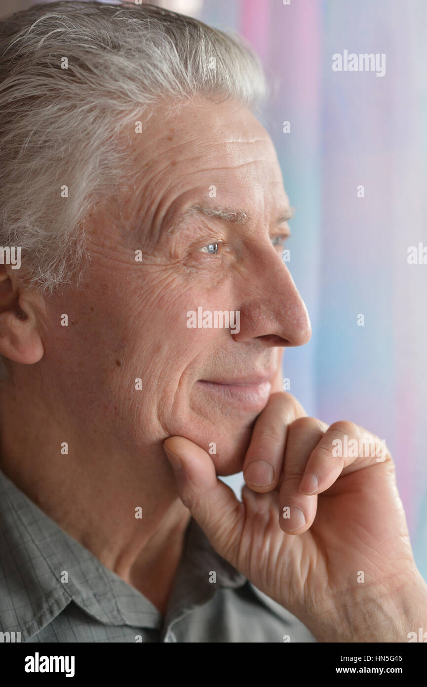 Senior man at home Stock Photo - Alamy